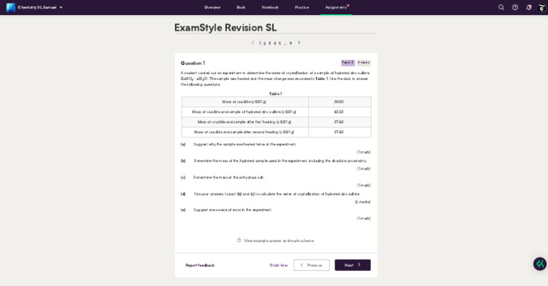 ExamStyle Revision SL - Take ESQ Assignment - IBDP Chemistry SL FE2016 - Kognity 1 | PDF ...