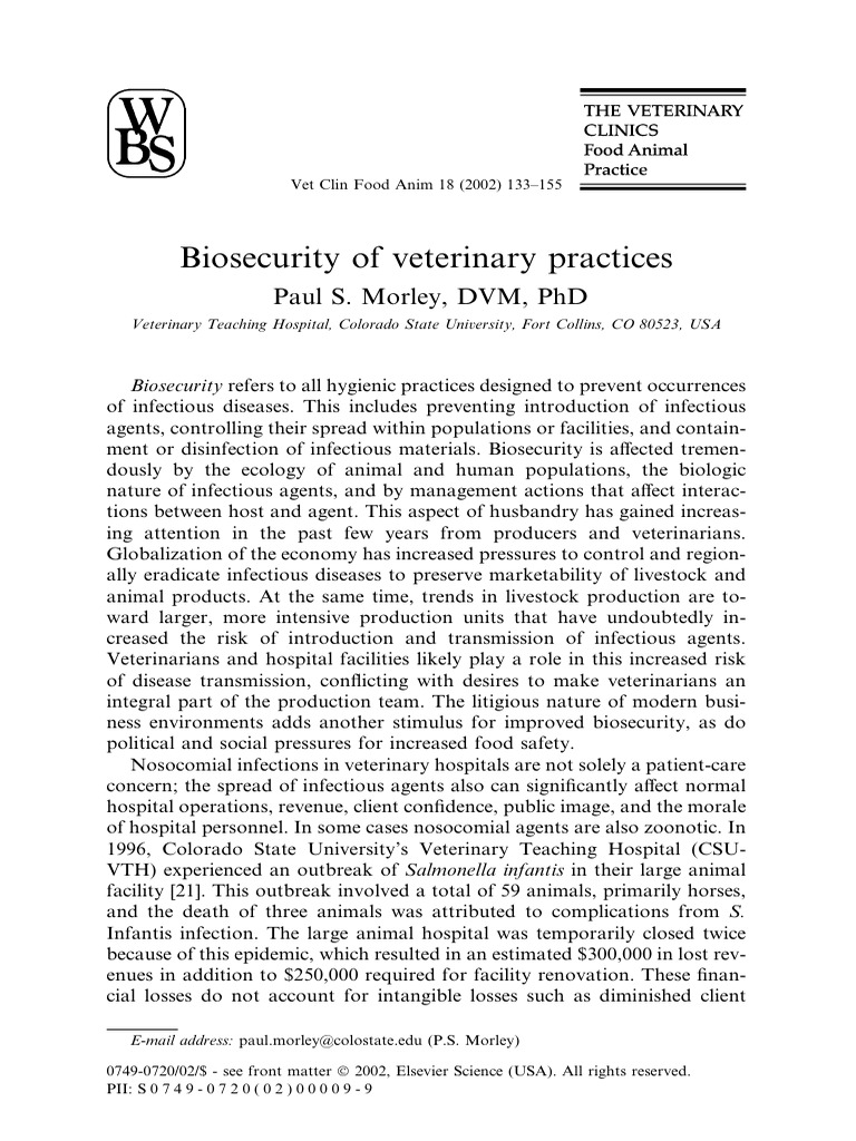 Biosecurity Strategies for Veterinary Practices | PDF | Infection ...