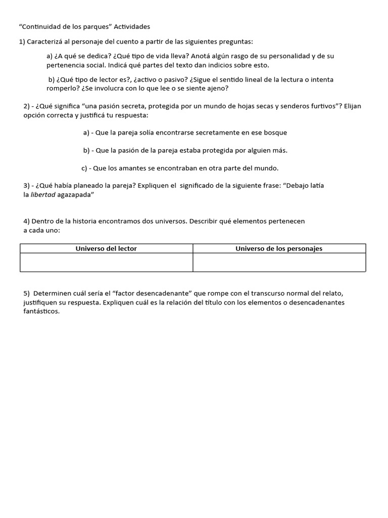 Continuidad de Los Parques Cortázar | PDF