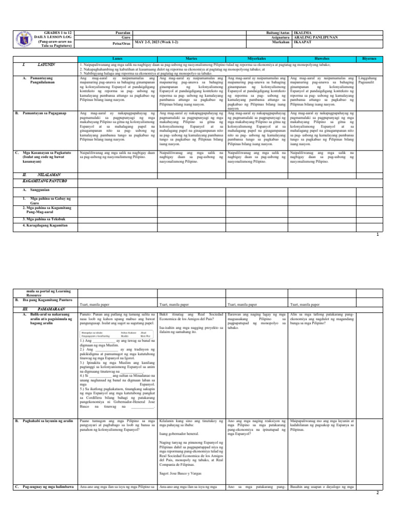 DLL Q4 G5 Ap Week 1 | PDF
