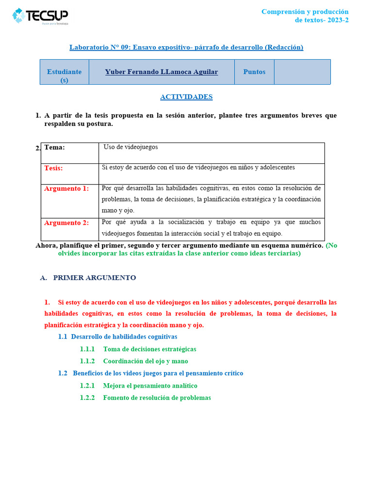 L9 - ENSAYO EXPOSITIVO - Párrafo de Desarrollo (Redacción) - 1 | PDF ... L9 - ENSAYO EXPOSITIVO - Párrafo de Desarrollo (Redacción) - 1 | PDF ...