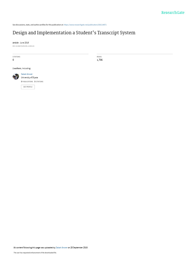 Designand Implementationa Students Transcript System | PDF | Databases | Computing