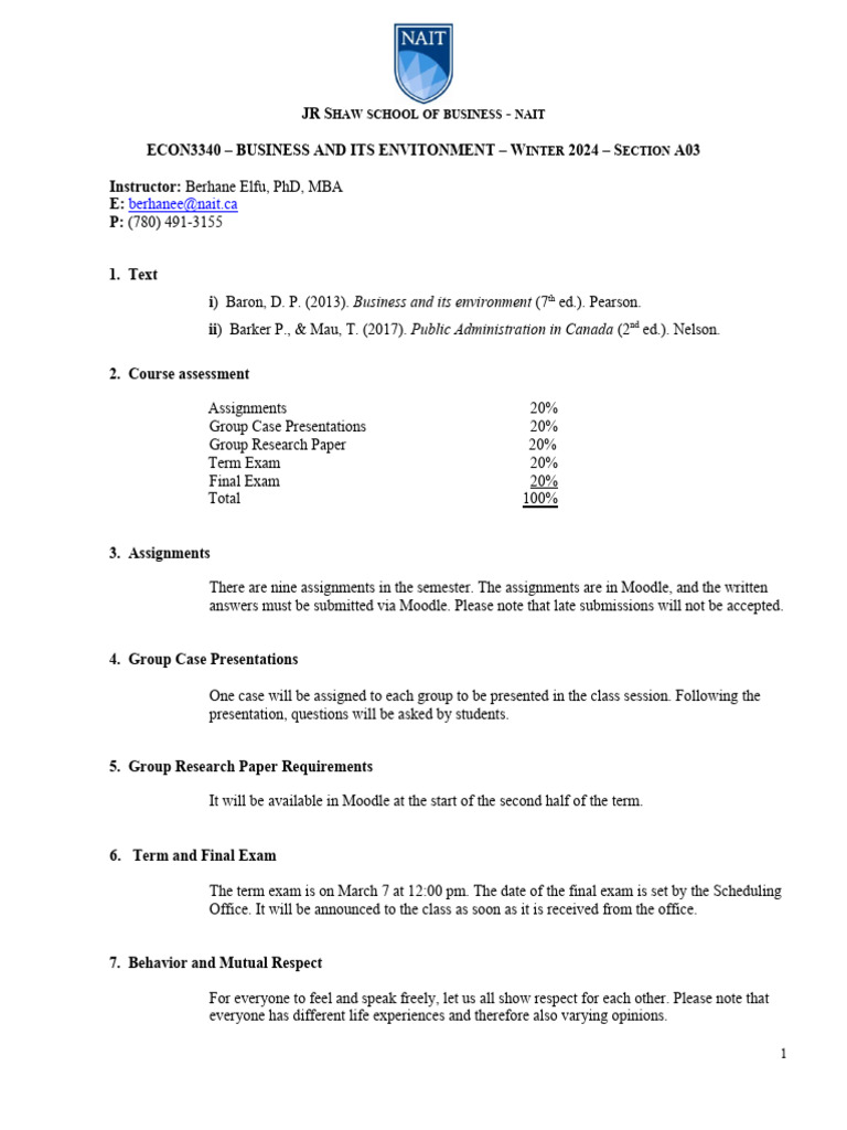 1232 - ECON3340 Course Syllabus - A03 | PDF