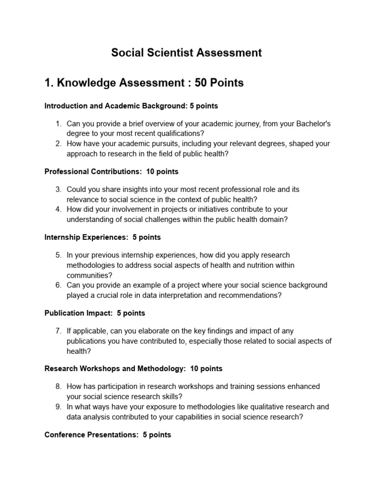 Social Scientist Assessment for Public Health | PDF | Methodology ...