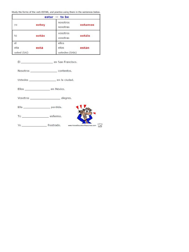 Free Ser Estar and Adjectives Worksheets | PDF
