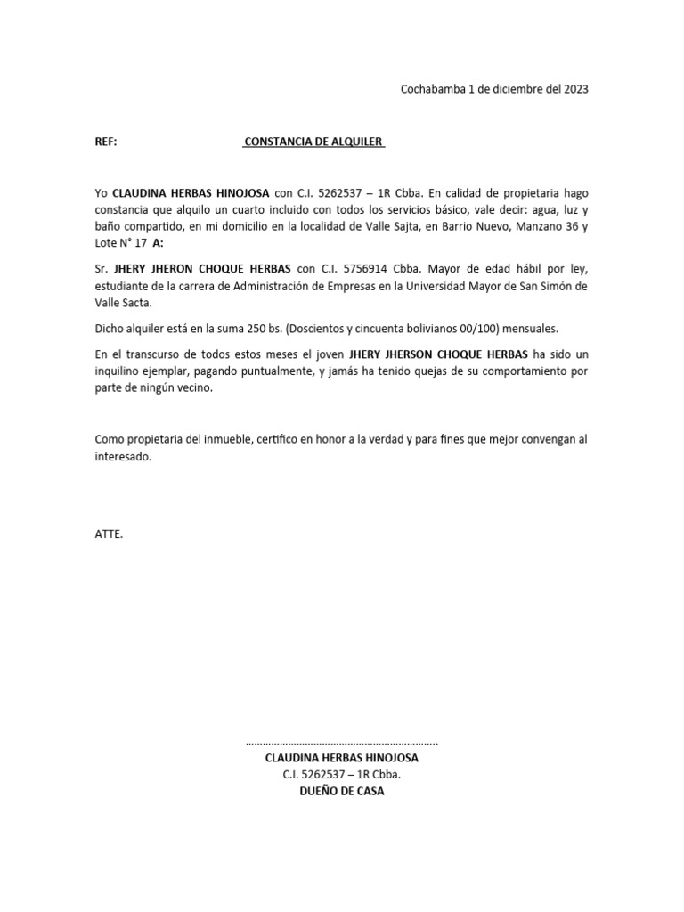 Certificado JHERY | PDF