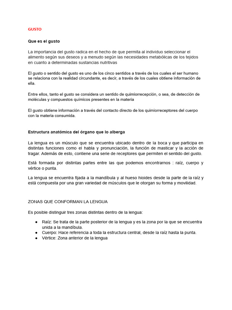Información Neuro II | PDF | Gusto | Neurociencia