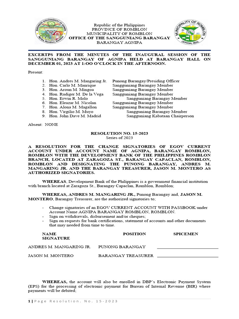 Change Signatories Egov Account | PDF | Payments | Banking