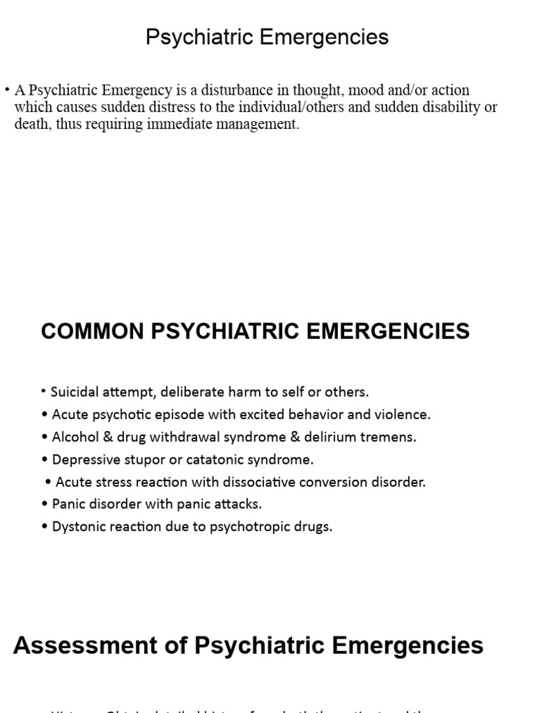 Managing Psychiatric Emergencies | PDF | Mental Disorder | Mental Health