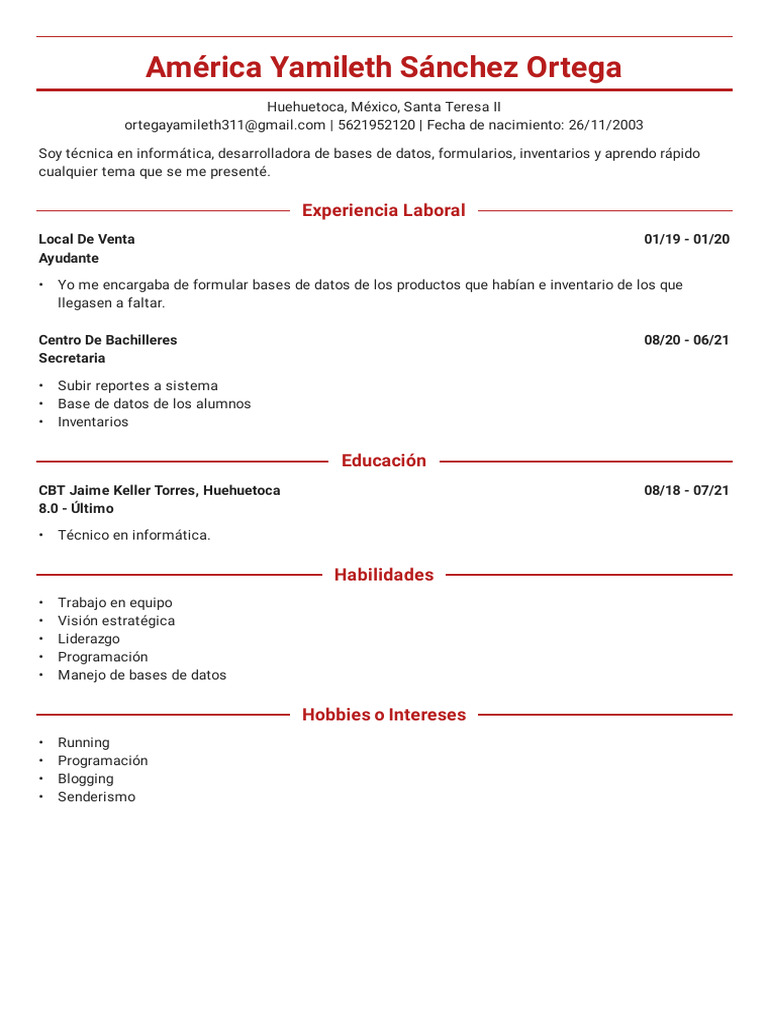 1069985394-752378763-América Yamileth Sánchez Ortega - CV | PDF