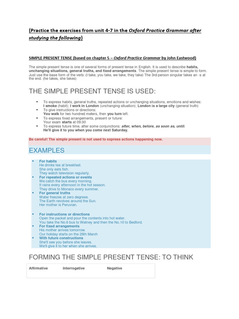 Unit 4-7 of Oxford Practice Grammar | PDF | Question | Verb
