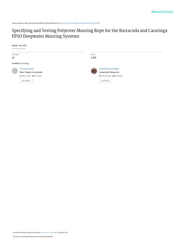 Specifying and Testing Polyester Mooring Rope For | PDF | Rope | Creep ...
