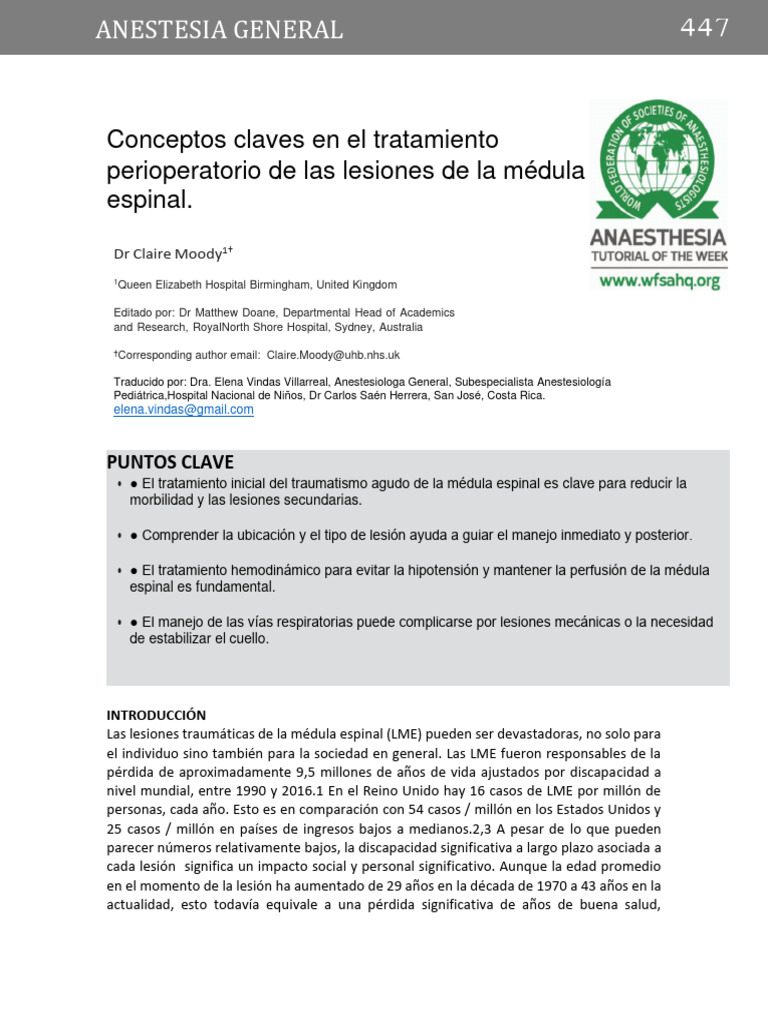 447 LESION MEDULA ESPINAL Rev | PDF | La columna vertebral | Choque ...