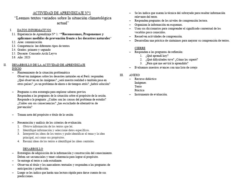 Actv 1-Exp 1 Docx-2023 | PDF | Evaluación | Aprendizaje