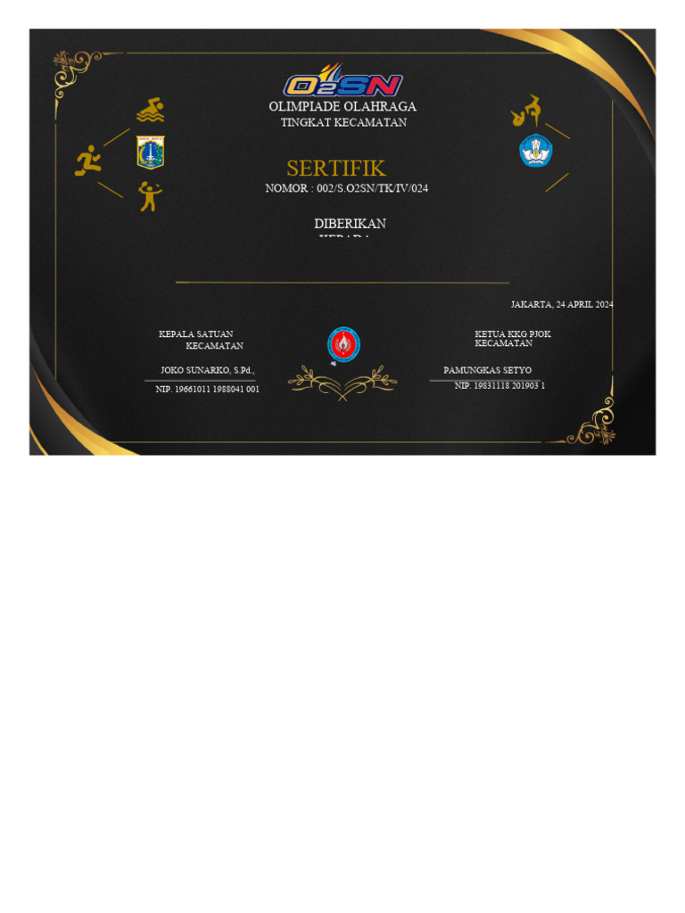 SERTIFIKAT O2SN T.2024 | PDF