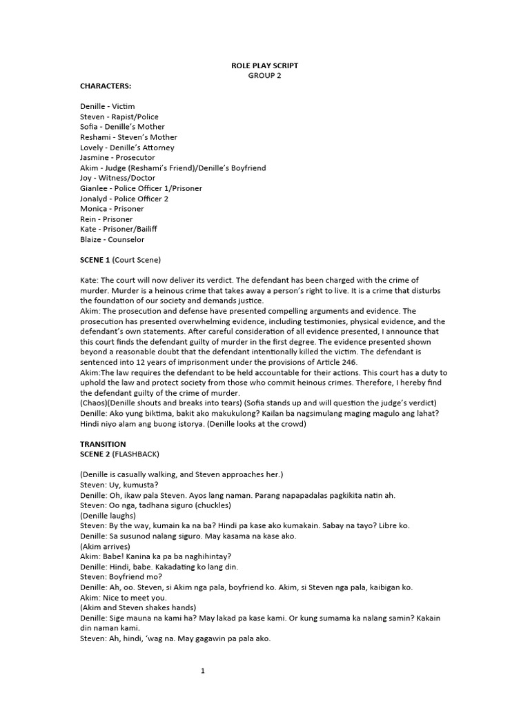 Role Play Script Group 2 | PDF | Witness | Murder