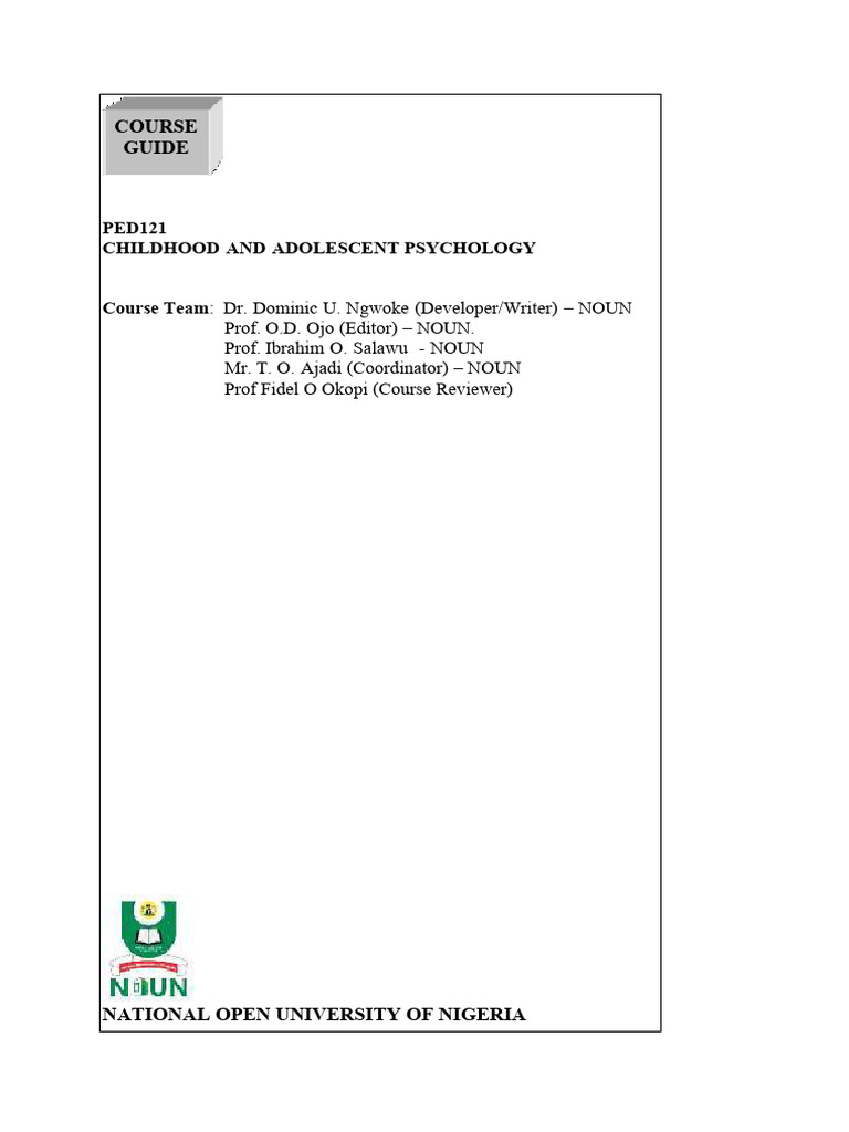 Ped121 Childhood and Adolescent Psychology | PDF | Id | Developmental Psychology