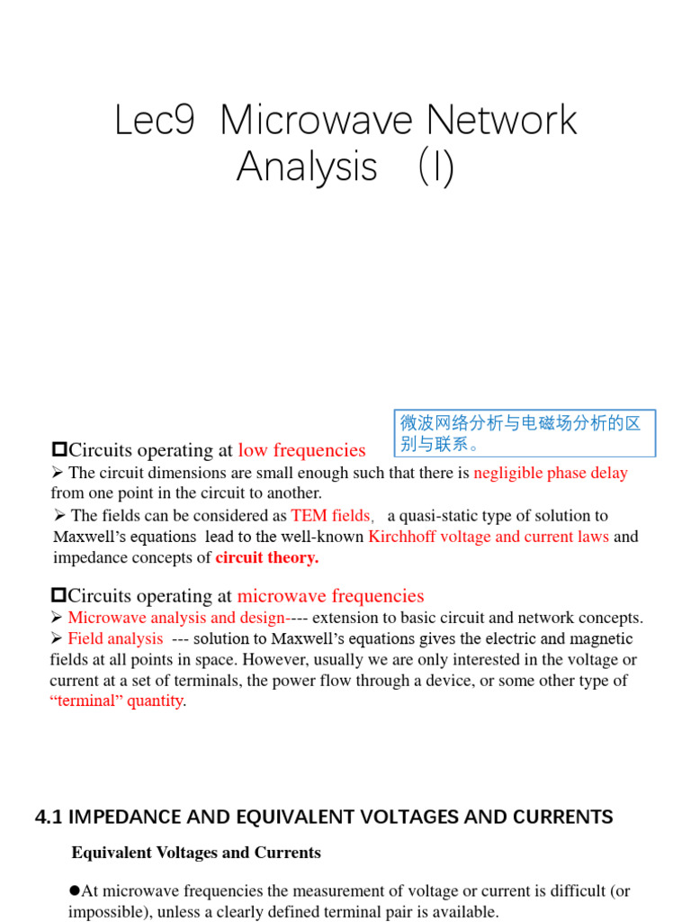 Microwave Network Analysis Basics | PDF | Electrical Impedance | Transmission Line