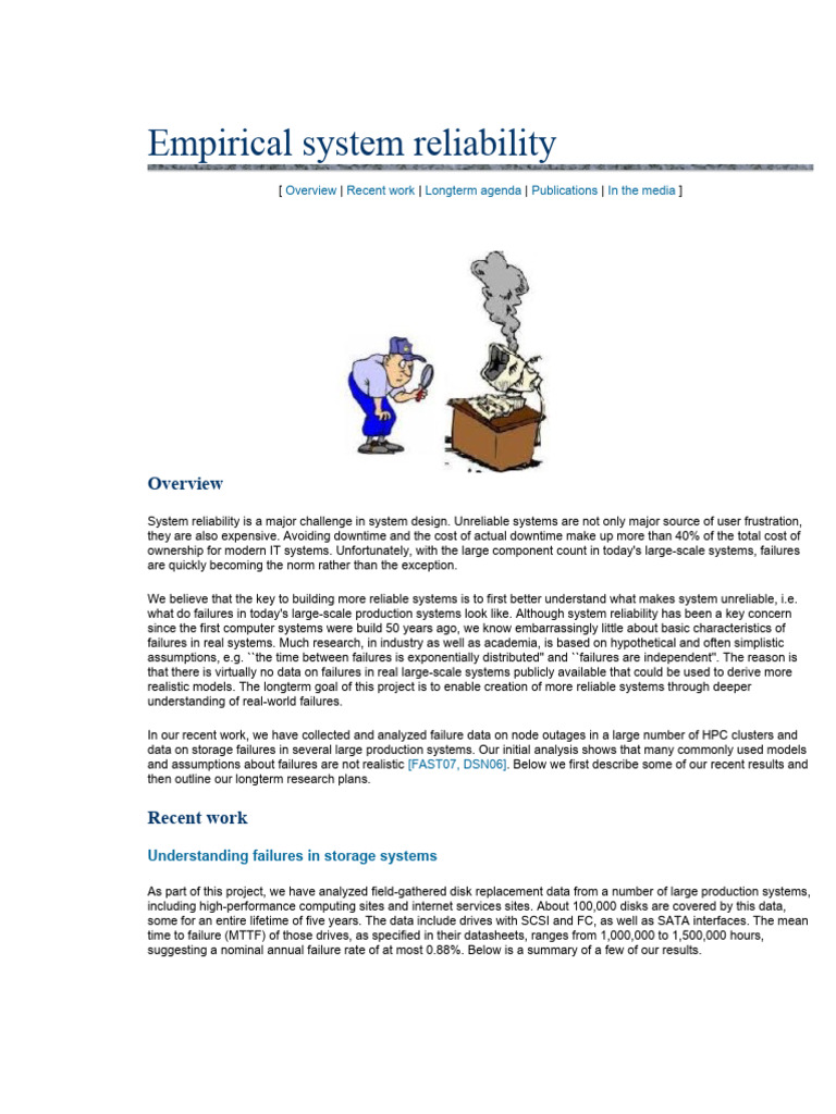 Empirical System Reliability Pdf Computer Cluster Reliability