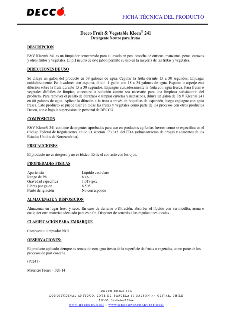 FT Clean 241 Decco | PDF