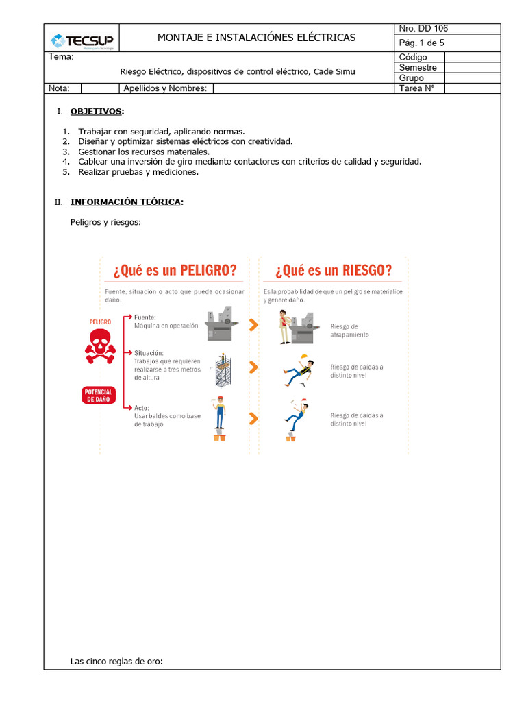 LAB 01.-Seguridad-CADE SIMU 2024-01 | PDF | Cableado eléctrico | Laboratorios