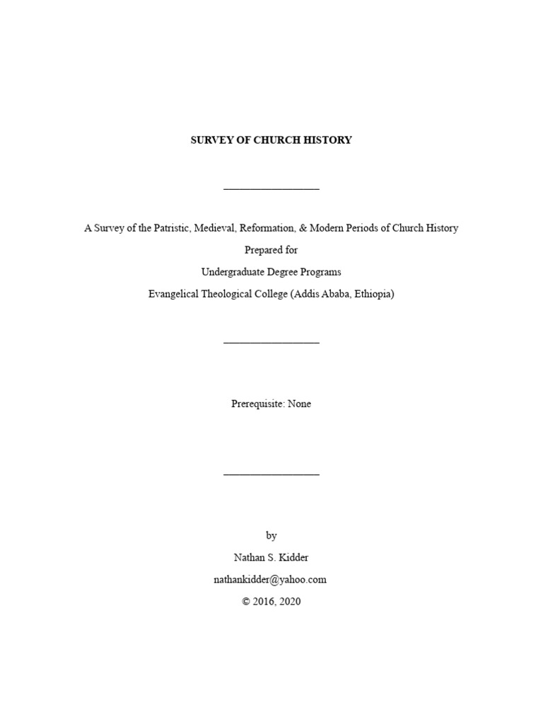 Survey of Church History Methods | PDF | Christian Church | Jesus