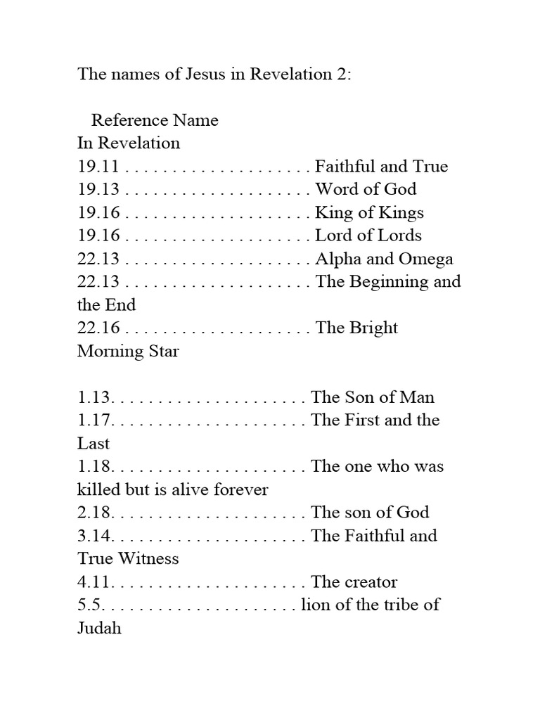 The Names of Jesus in Revelation 2 | PDF