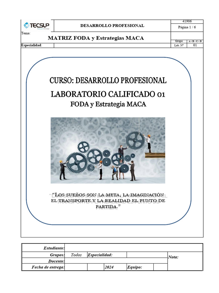 Guía Lab. 01 FODA y Estrategia MACA | PDF | Análisis FODA | Business