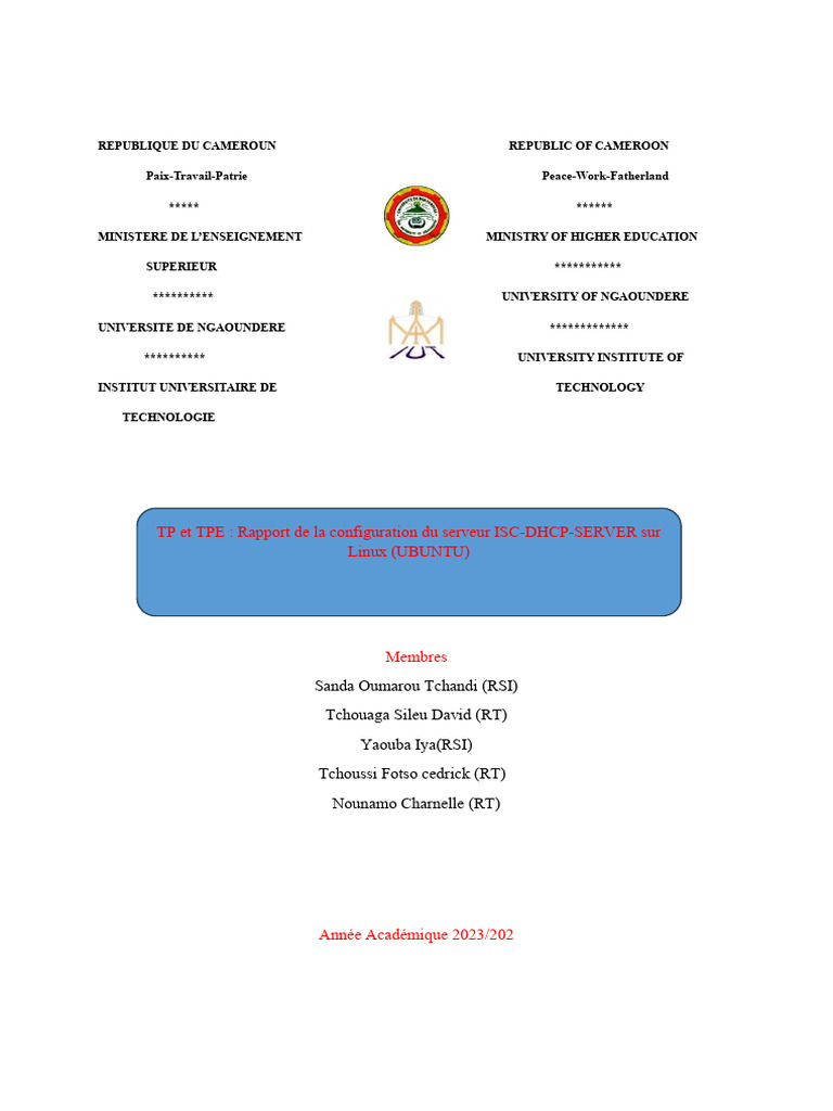 TP Et TPE: Rapport de La Configuration Du Serveur ISC-DHCP-SERVER Sur Linux (UBUNTU) | PDF ...