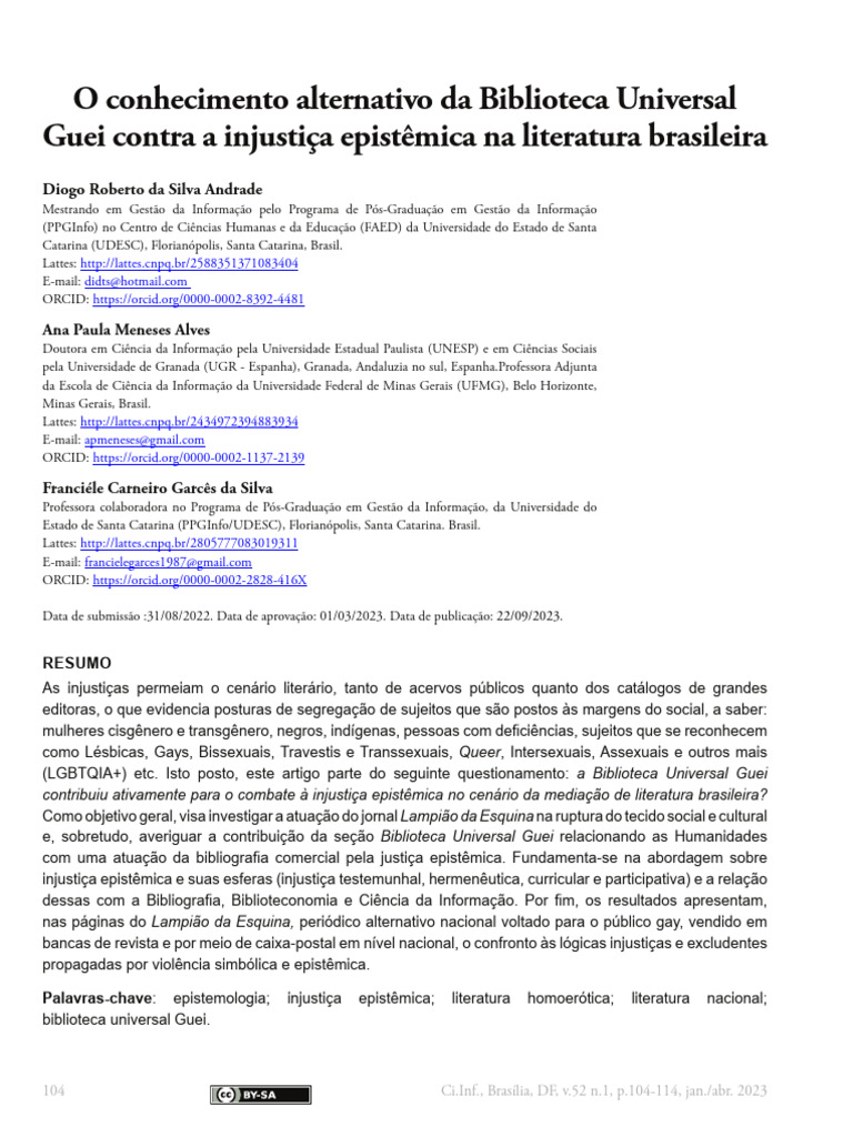 Artigo - Andrade - Alves - Silva - 2023 - Biblioteca Geui | PDF | Bibliotecário | Sociologia