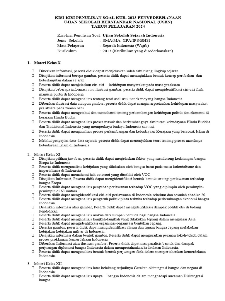 KIsi2 Sej Wajib 2024 | PDF