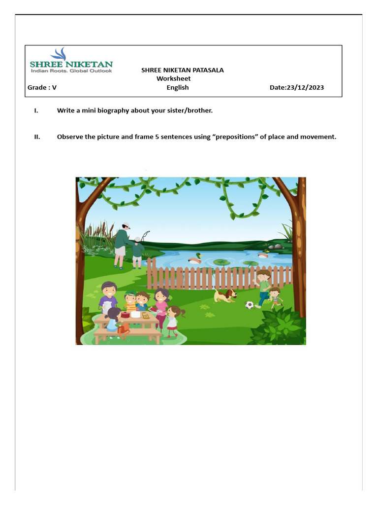 Grade V English Worksheet | PDF