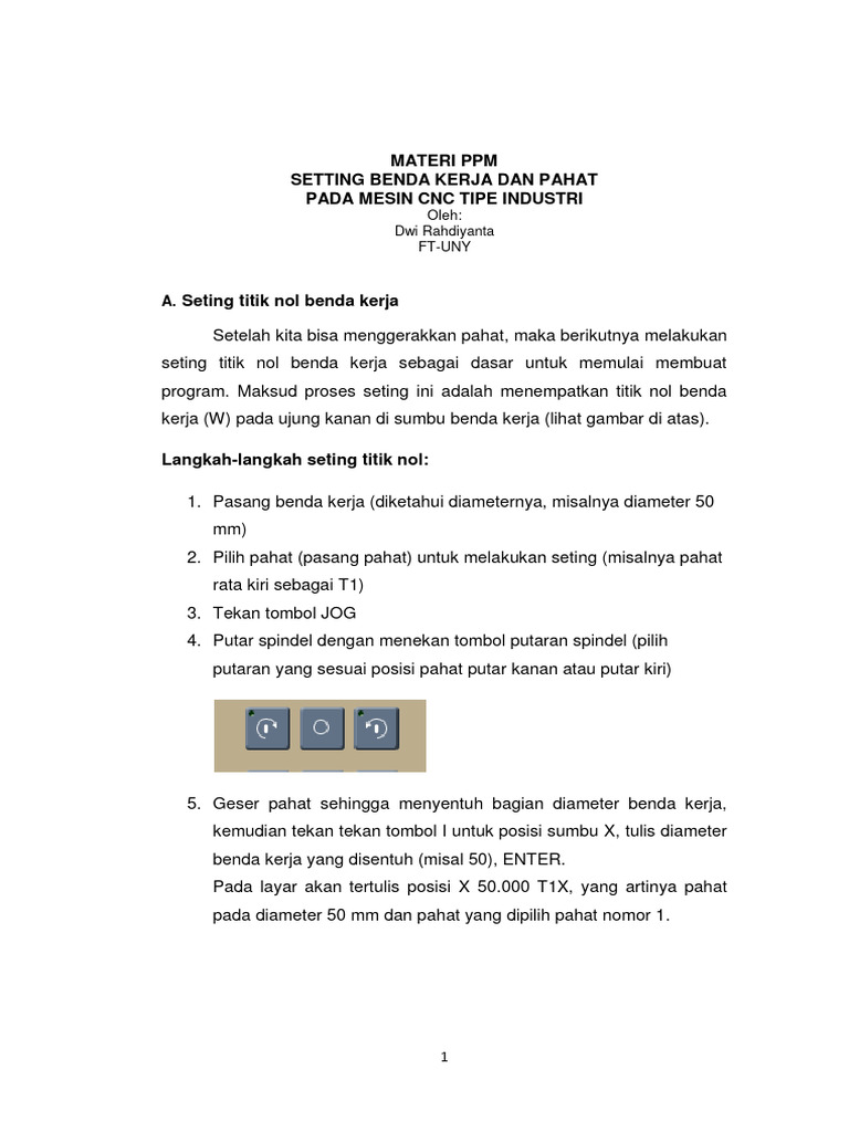 Setting Benda Kerja Dan Pahat Pada Mesin CNC Type Industri | PDF | Metode & Bahan Ajar ...