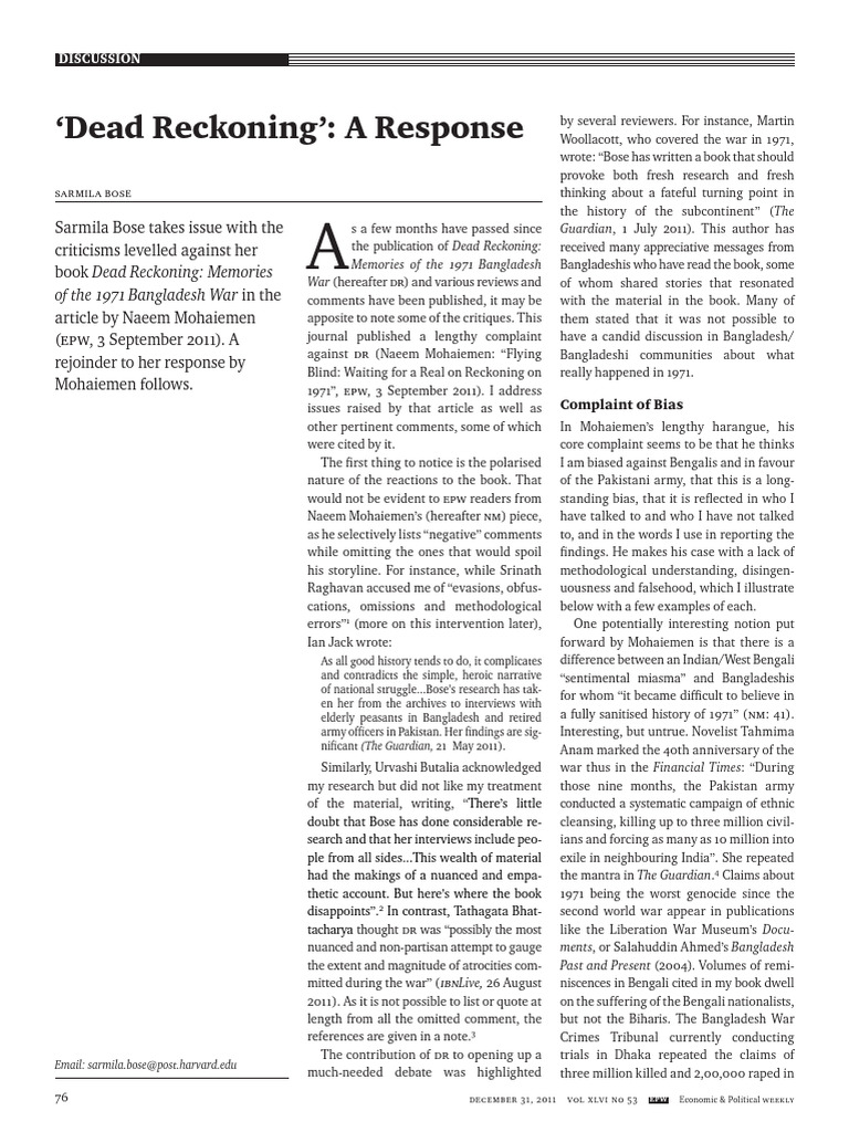 Response to Critiques of Dead Reckoning | PDF | Social Sciences ...