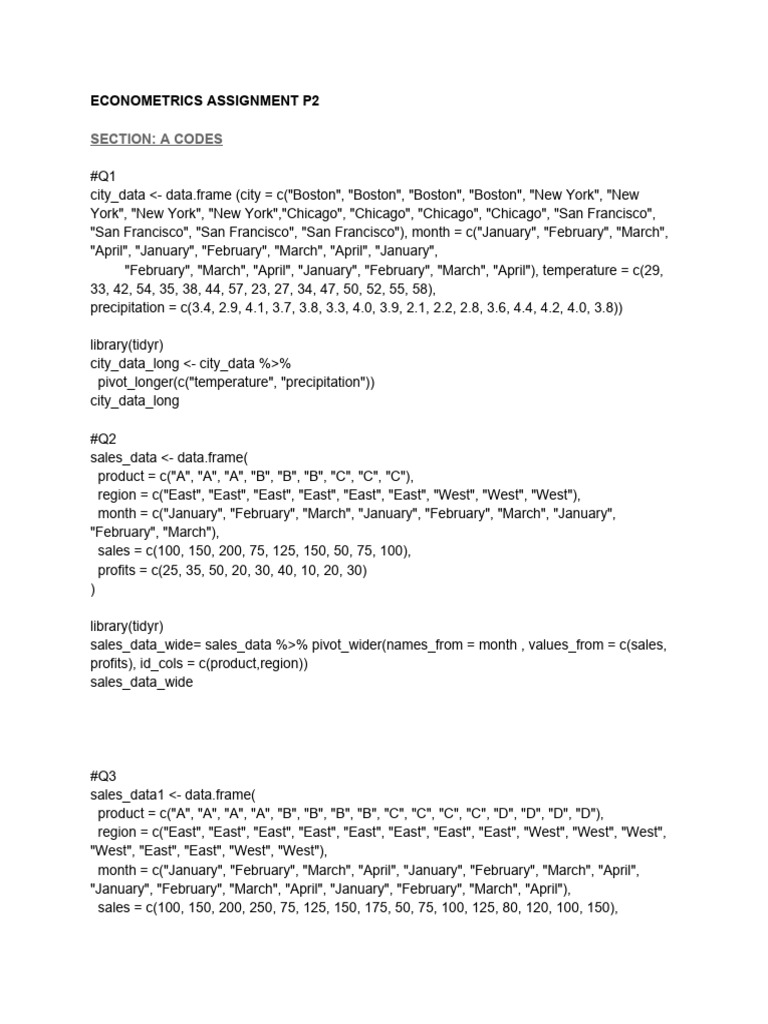 Section: A Codes: Econometrics Assignment P2 | PDF | Earth Sciences