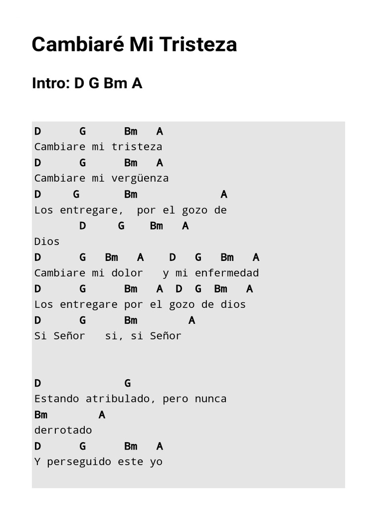 Cambiaré Mi Tristeza | PDF
