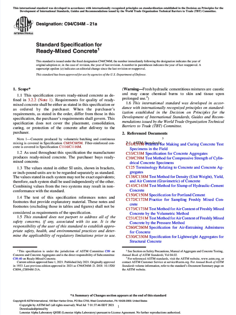 PDF Astm C 94 2021 - Compress | PDF