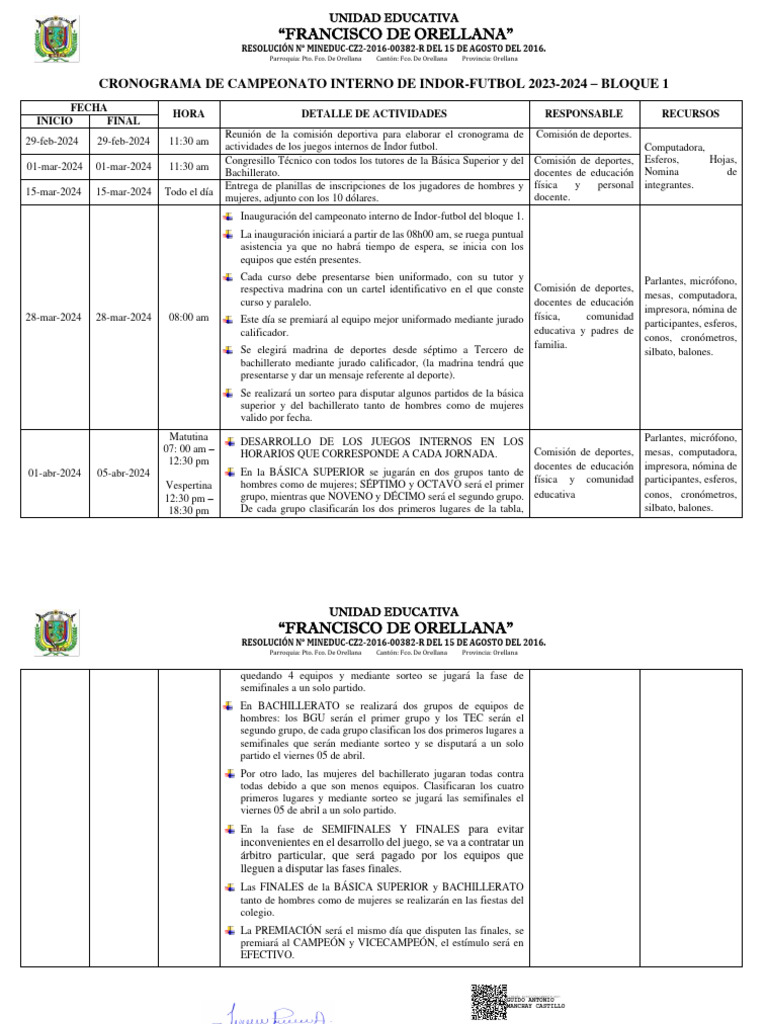 CRONOGRAMA DE INDOR Y FUTBOL-BLOQUE 1-Signed | PDF