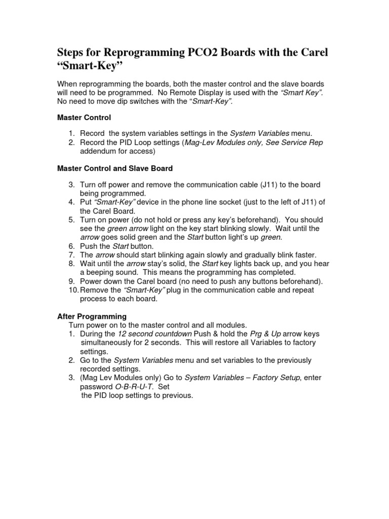Carel Smart Key Re-Program | PDF | Telecommunications | Computer ...