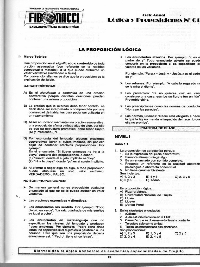 La Proposición Lógica Parte 1 | PDF