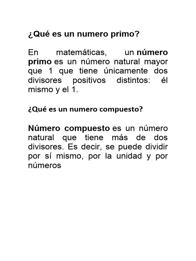Números Primos y Compuestos Explicados | PDF