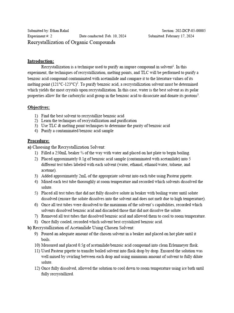 Organic Chemistry Lab 2 | PDF | Thin Layer Chromatography | Analytical Chemistry