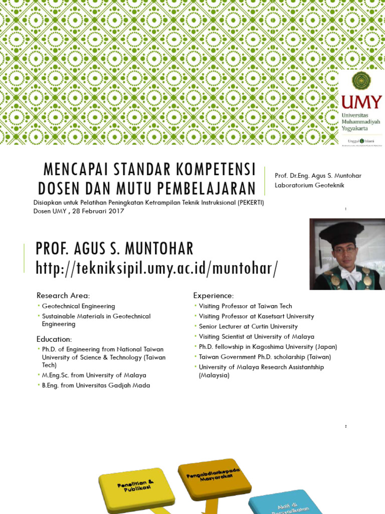 Mencapai Standar Kompetensi Dosen Dan Mutu Pembelajaranprof. Agus Setyo ...