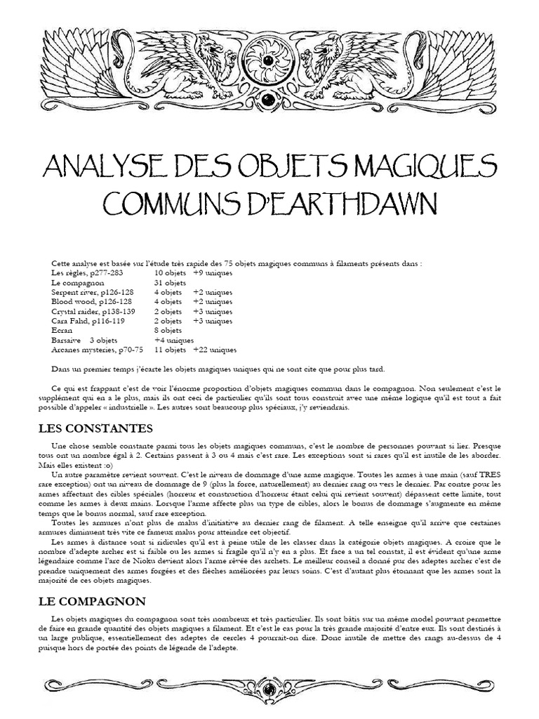 Analyse Objets Magiques | PDF