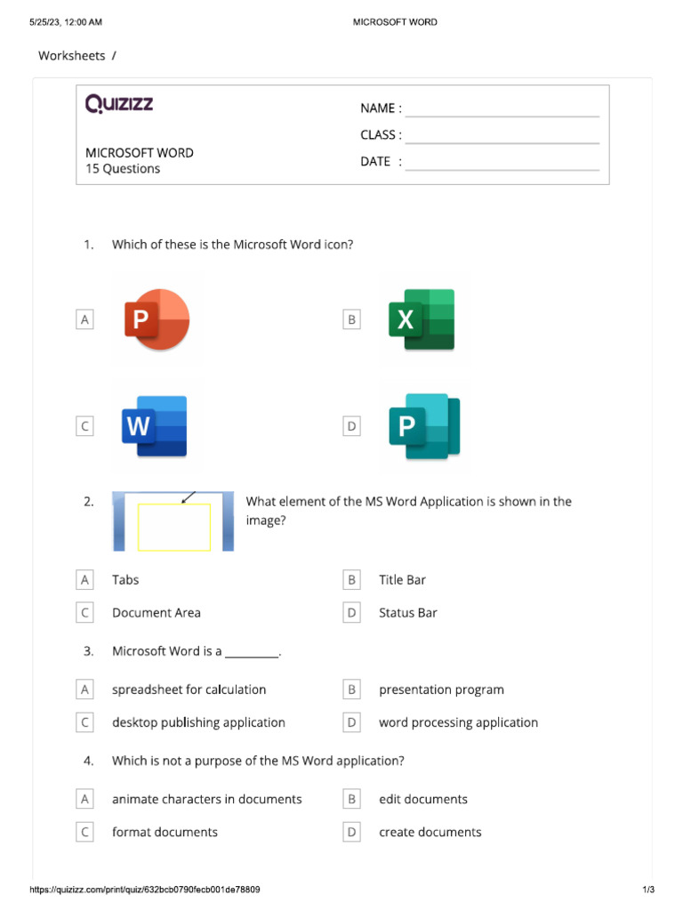 Microsoft Word Quiz 2 | PDF