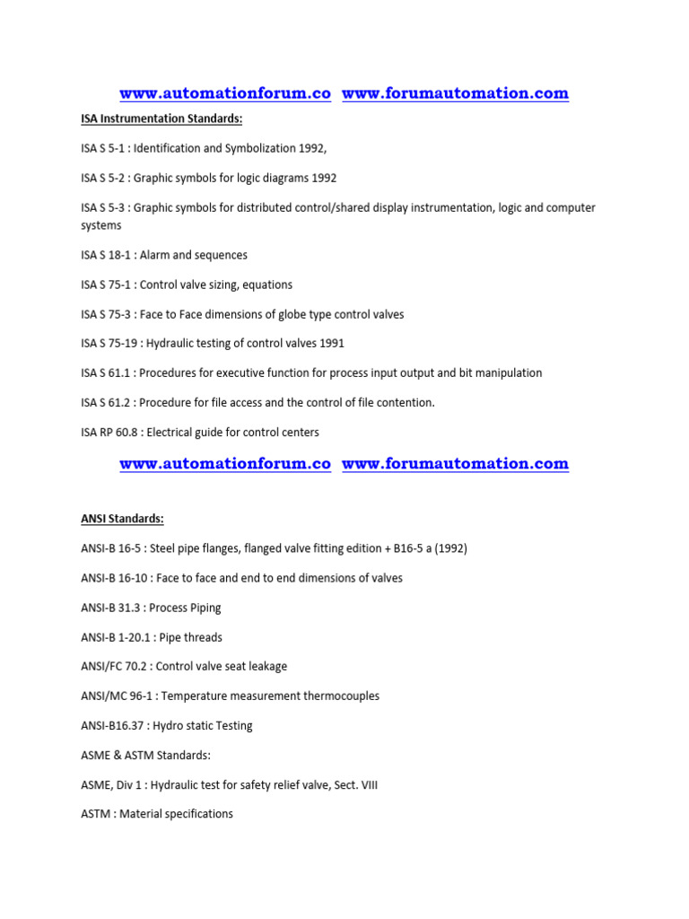 Instrumentation-Standards-1 | PDF | Instrumentation | Valve