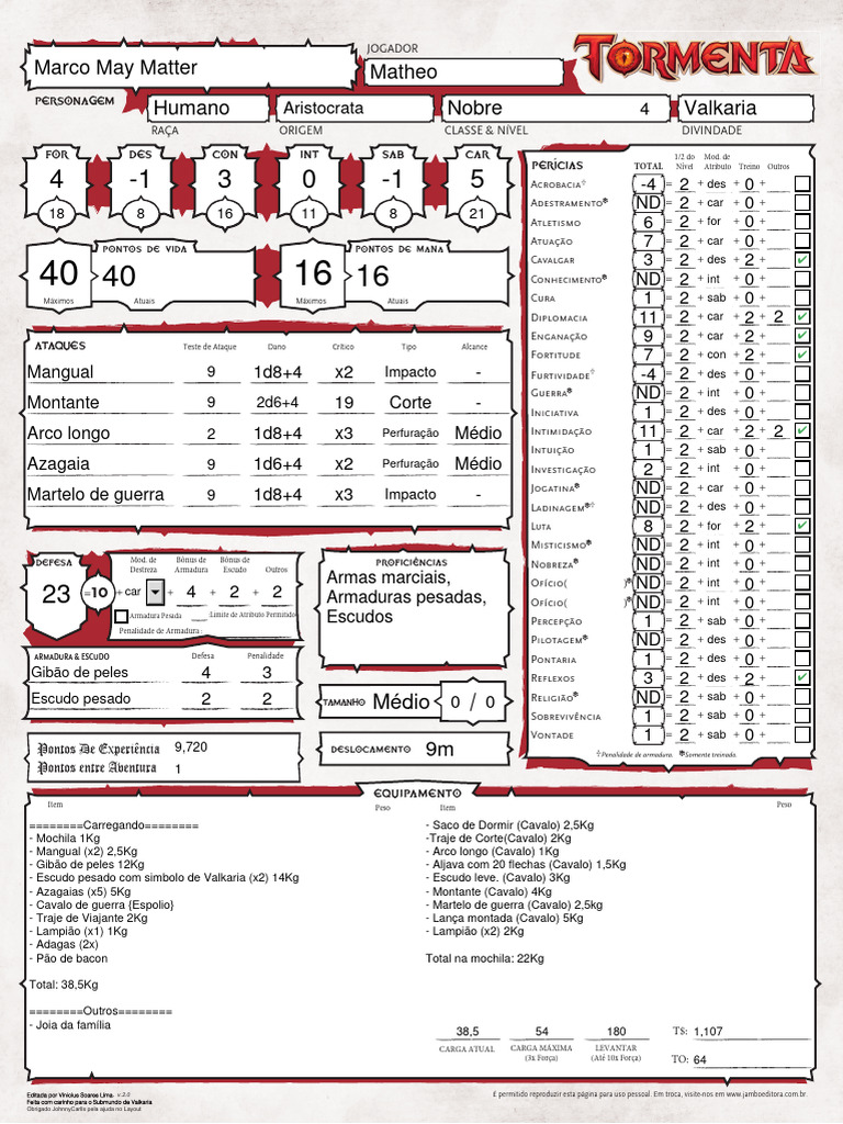 Ficha Marco M M LVL 4 | PDF