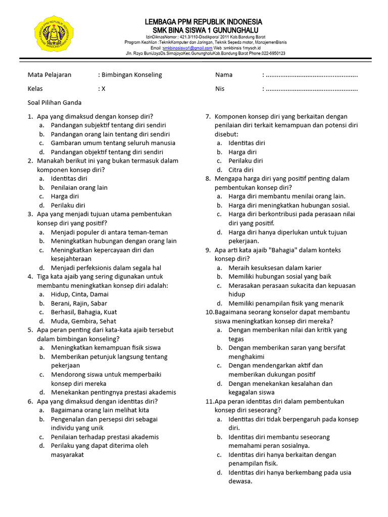 Soal BK X 2023 Sem 1 | PDF