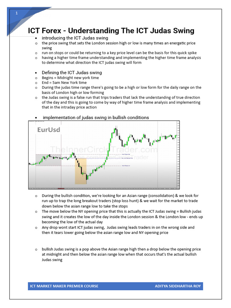 ICT Forex - Understanding The ICT Judas Swing | PDF | Market Trend ...