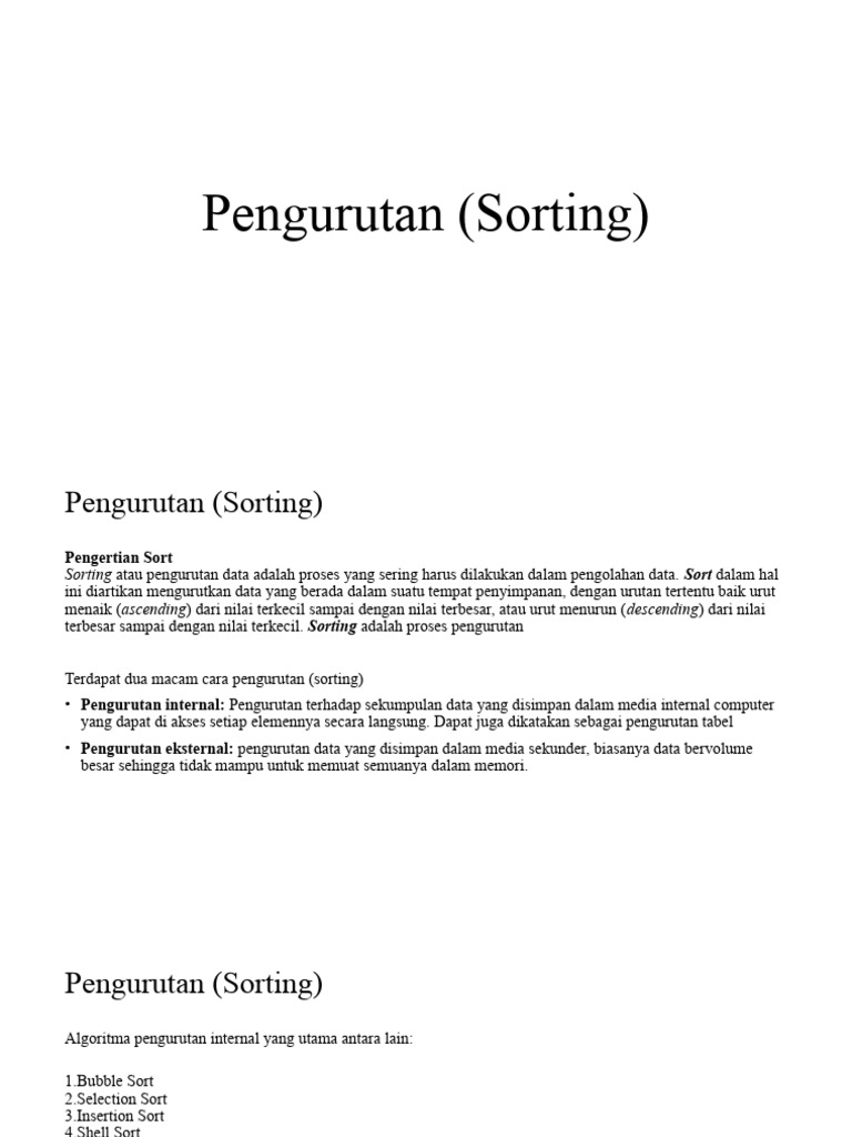 Pengurutan (Sorting) | PDF